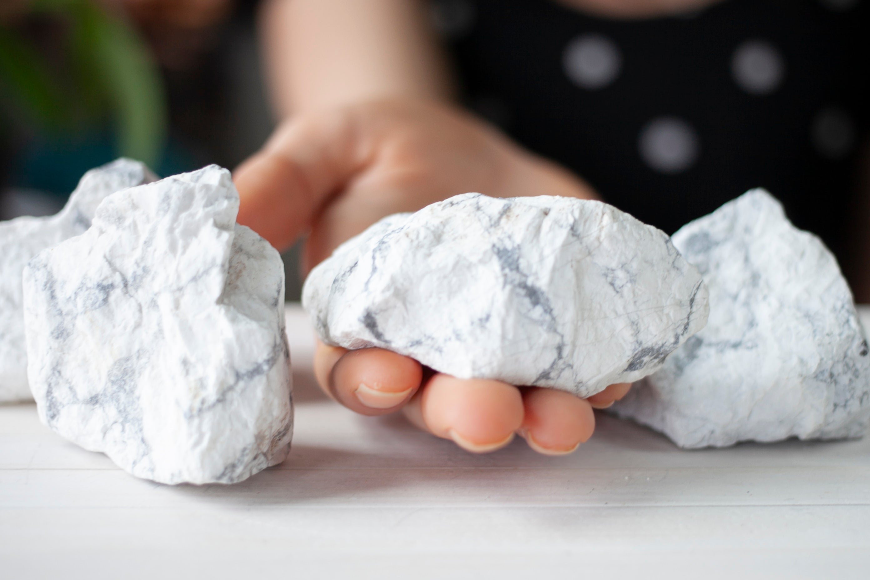 Howlite Stones | Tumbled Howlite and Large, Raw Howlite Chunks – Cape ...